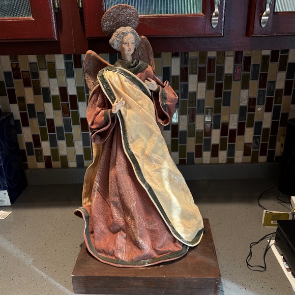 Holiday | Vintage Cloth Angel On Wood Stand | Poshmark